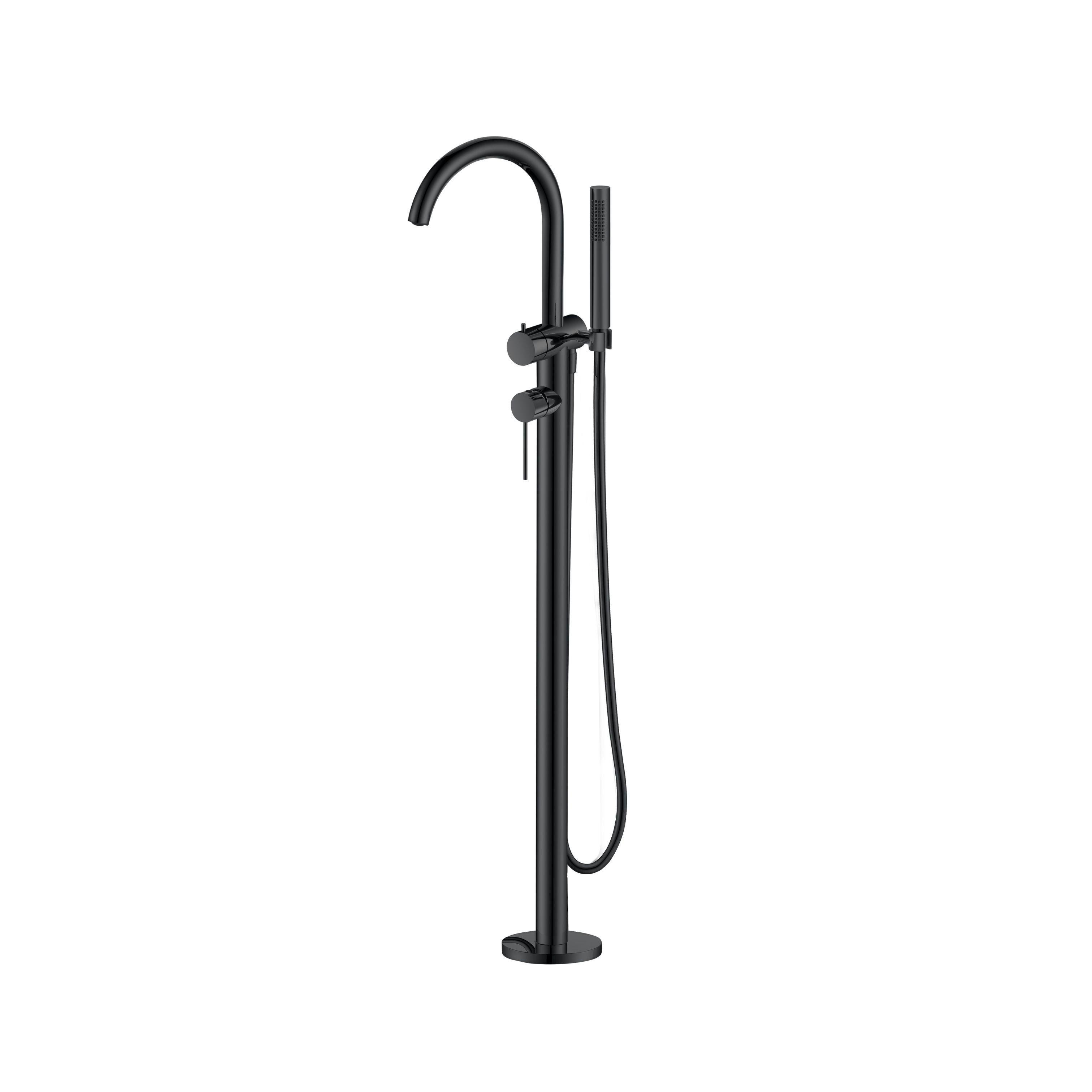 Nora Modena Floor Mounted Bath Filler Electro-plated Matt Black (8008P ...
